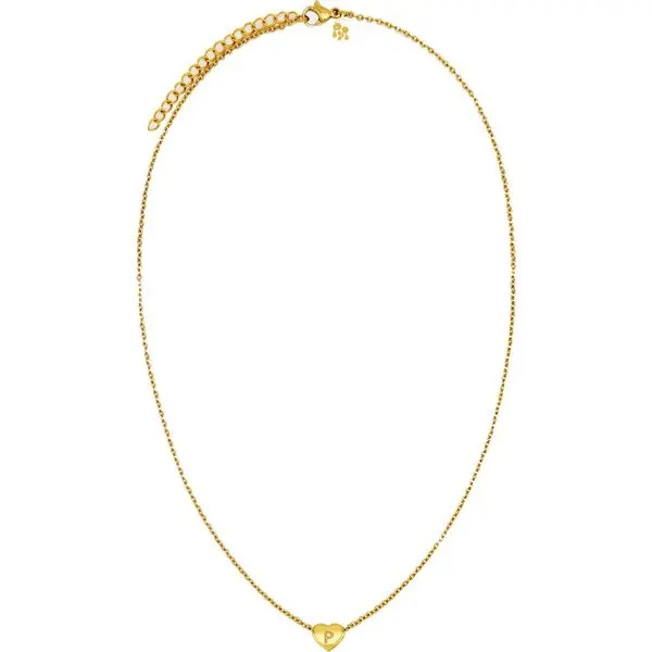 PETIT MOMENTS Dainty Heart Initial Pendant Necklace - Gold