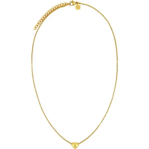PETIT MOMENTS Dainty Heart Initial Pendant Necklace - Gold