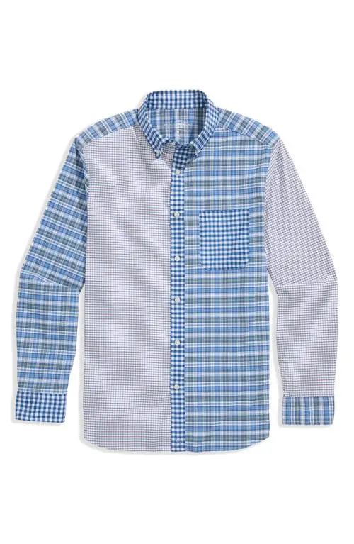 Vineyard Vines Party Pieced Performance Cotton Blend Button-down Shirt