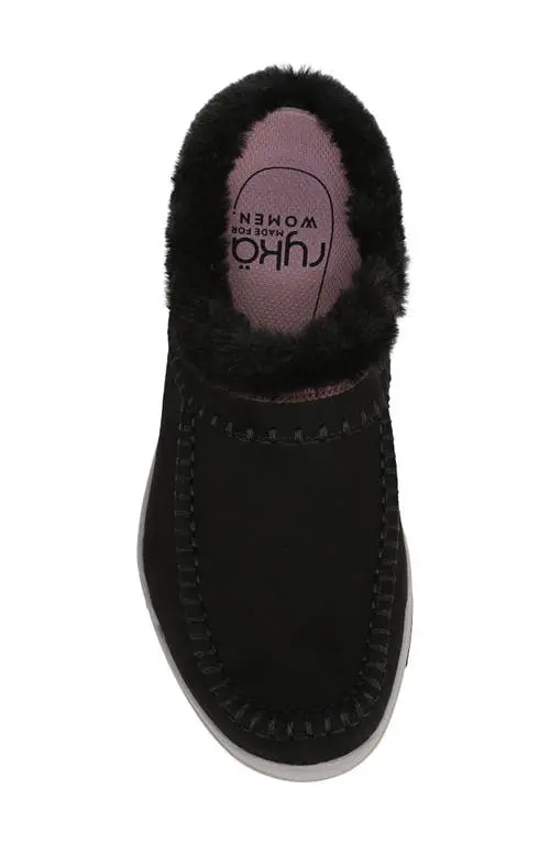 RYKA Arrow Faux Fur Trim Mule - Black