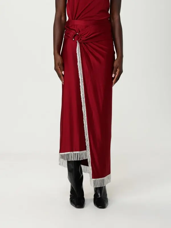 Rabanne Draped Skirt With Fringing - Red