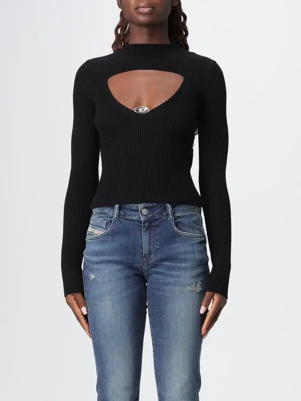 DIESEL® Ribbed Knit Cut-out Top - Black