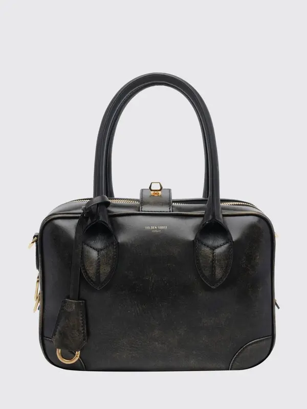 GOLDEN GOOSE Vita Distressed-effect Leather Handbag With Shoulder Strap - Black