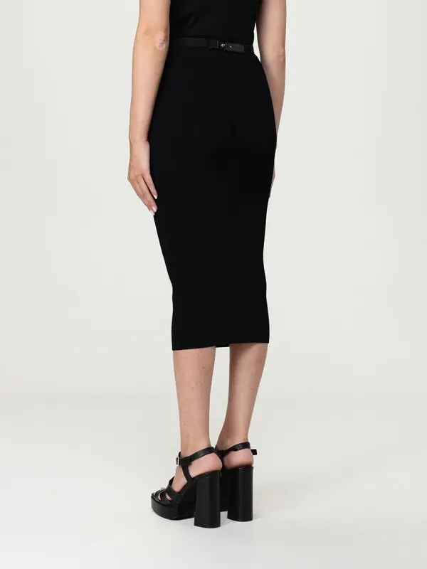 Elisabetta Franchi Ribbed Midi Skirt - Black