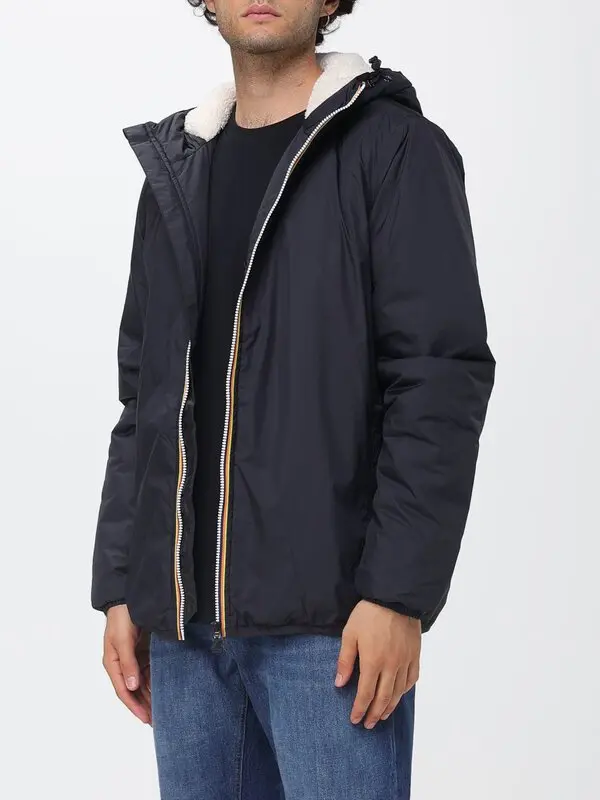 K-WAY Fleece-lined Hooded Nylon Windbreaker - Black