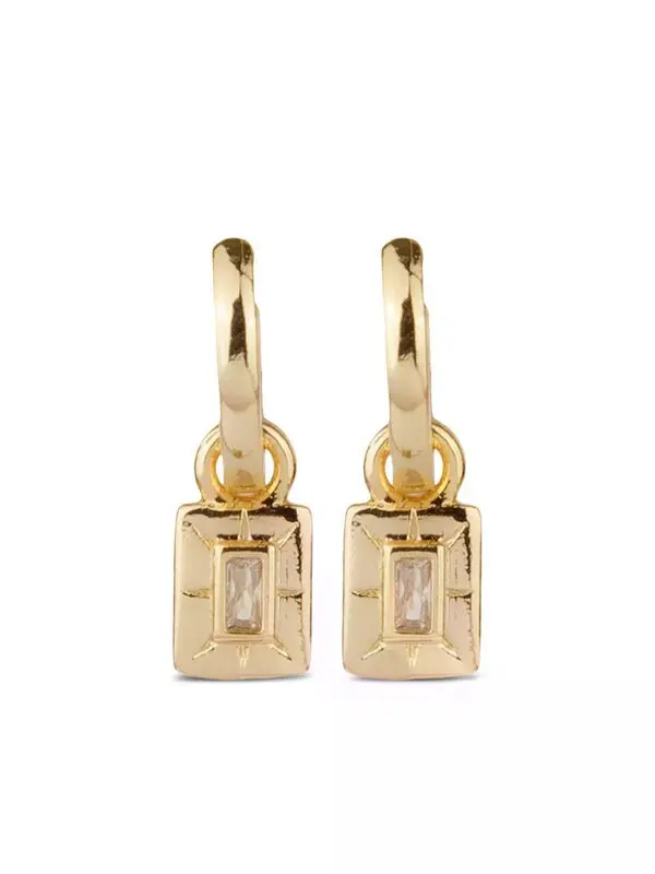 ALL THE LUCK IN THE WORLD Square Charm Hoop Earrings - Gold