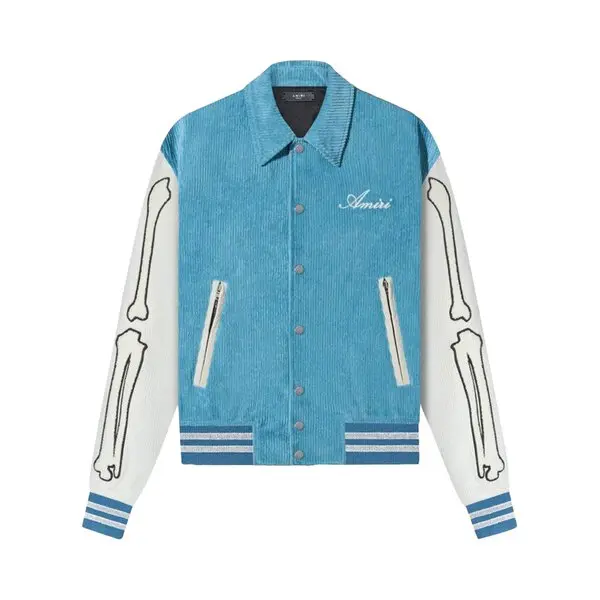 Amiri Corduroy Bones Varsity Jacket - Blue