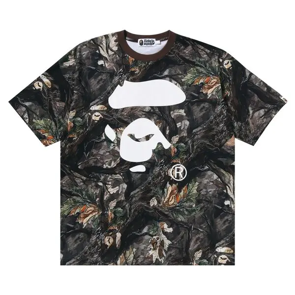 A BATHING APE Tree Edge Camo Ape Face Relaxed Fit Tee - Brown