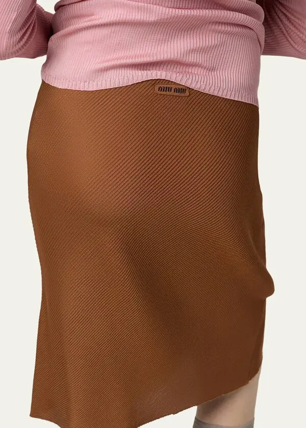 Miu Miu Diagonal Rib Silk Skirt