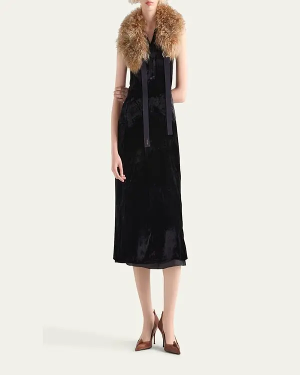 Prada Velvet Bow-back Midi Dress