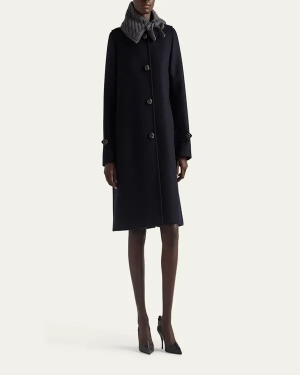 Prada Loden Single-breasted Wool Coat - Bleu