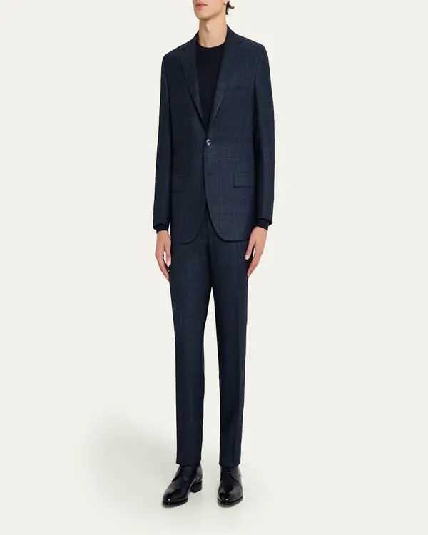 Kiton Cashmere, Wool And Silk Plaid Two-piece Suit