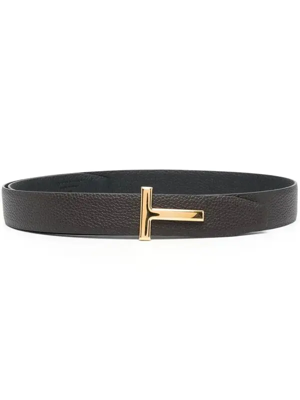 TOM FORD Grained Leather T-buckle Belt - Brown