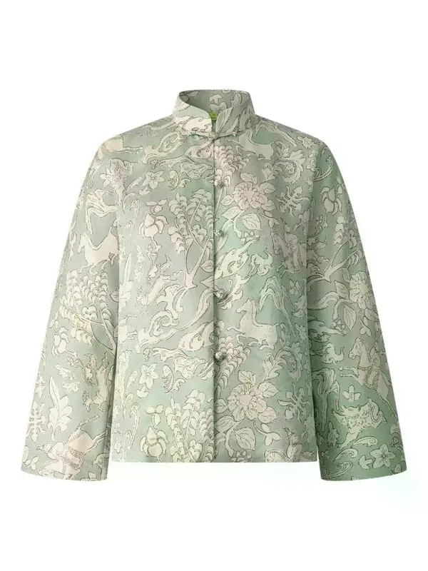 Shanghai Tang Mandarin-collar Silk Blouse