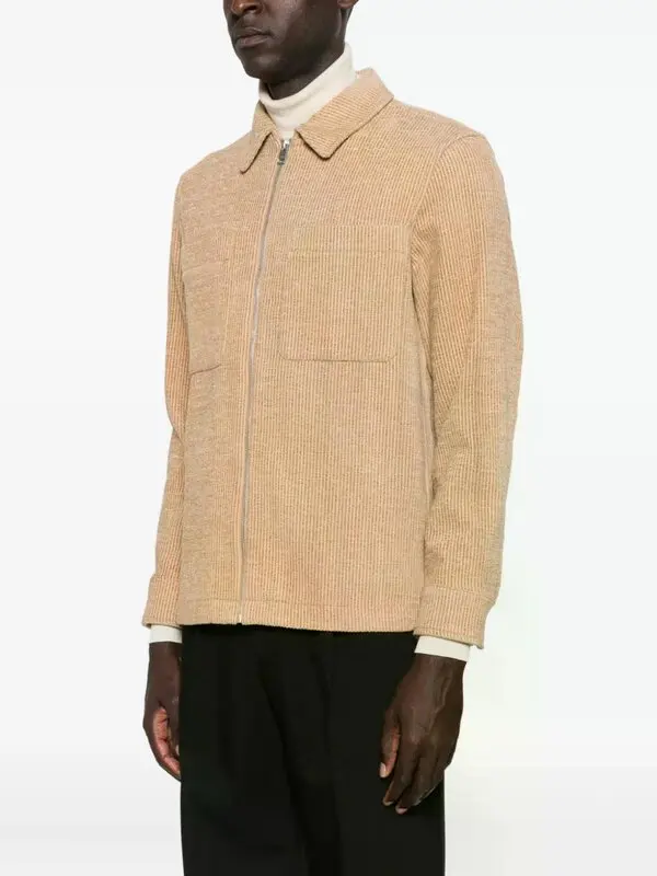 Sandro Ribbed Zip-front Shirt Jacket