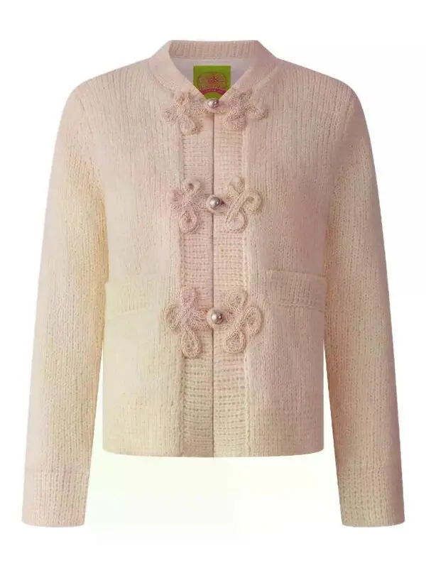 Shanghai Tang Flower-embellished Wool Cardigan - Neutrals