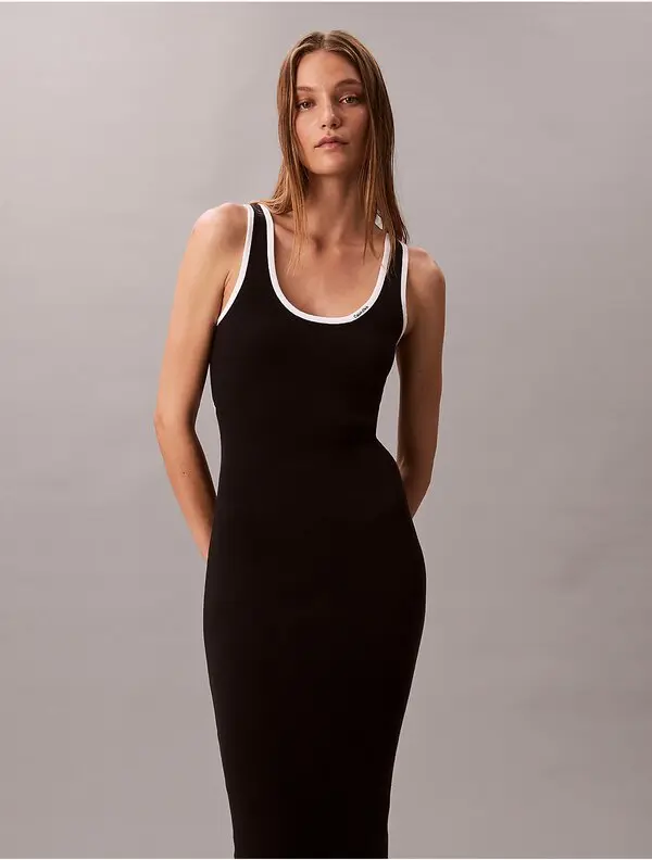 Calvin Klein Colorblock Trim Sleeveless Dress In Black - 60% Off |  Editorialist