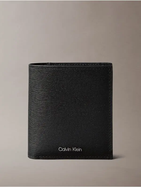Calvin Klein Saffiano Leather Trifold Wallet - Black