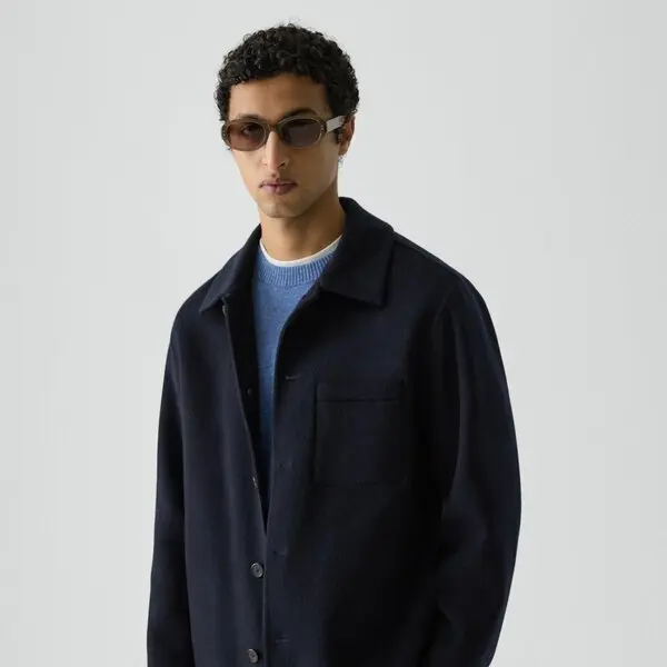 Theory Overshirt In Double-face Wool-cashmere - Baltic