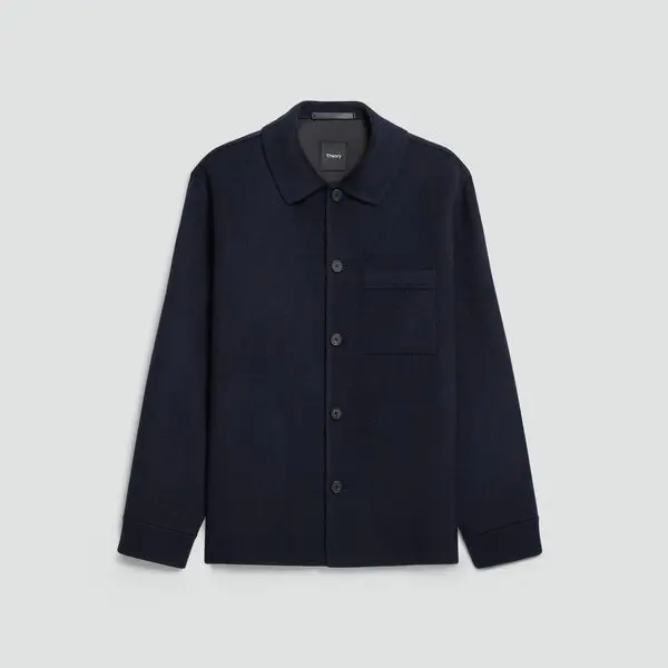 Theory Overshirt In Double-face Wool-cashmere - Baltic
