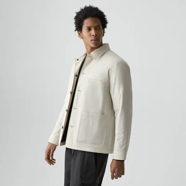 Theory Motion Nylon Button-up Jacket - Alabaster