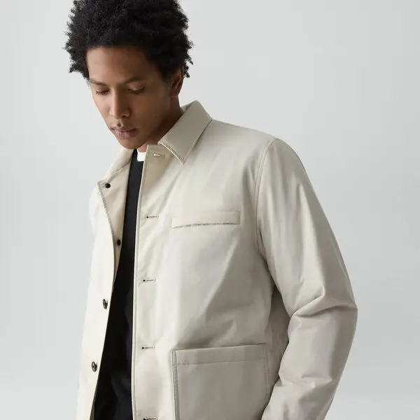 Theory Motion Nylon Button-up Jacket - Alabaster