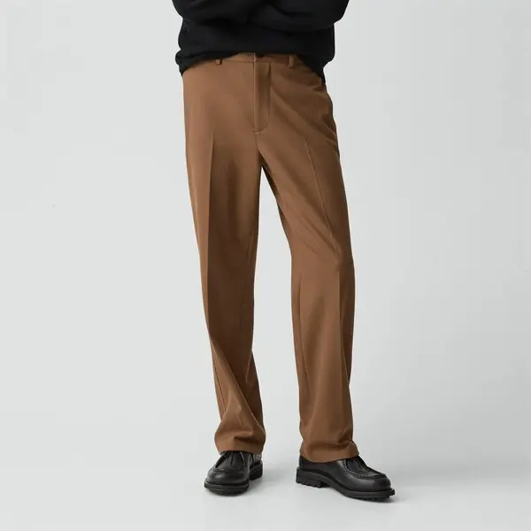 Theory Straight Trouser In Knit Twill - Cafe
