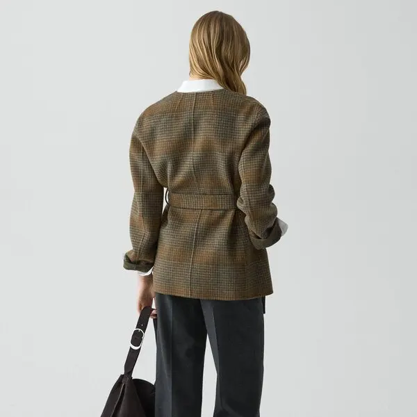 Theory Cardigan Jacket In Plaid Wool-cashmere