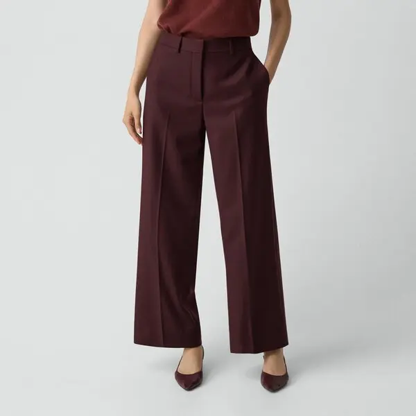 Theory Classic Straight Leg Flannel Pant - Merlot