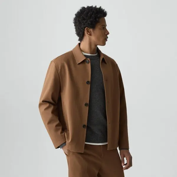 Theory Chore Coat In Knit Twill - Cafe