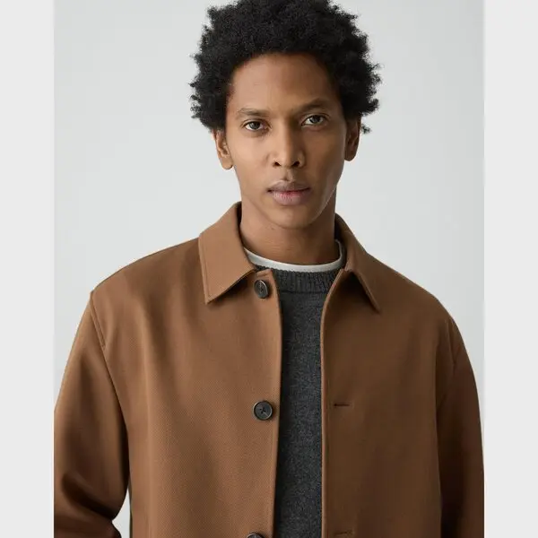 Theory Chore Coat In Knit Twill - Cafe