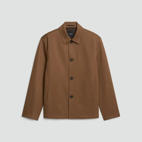 Theory Chore Coat In Knit Twill - Cafe