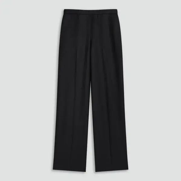 Theory Wide-leg Pull-on Flannel Pant - Black