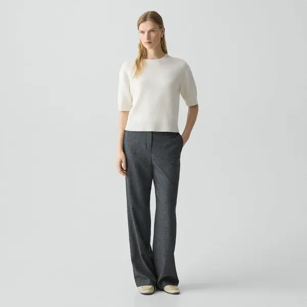 Theory Wide-leg Marled Flannel Pant