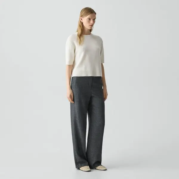 Theory Wide-leg Marled Flannel Pant