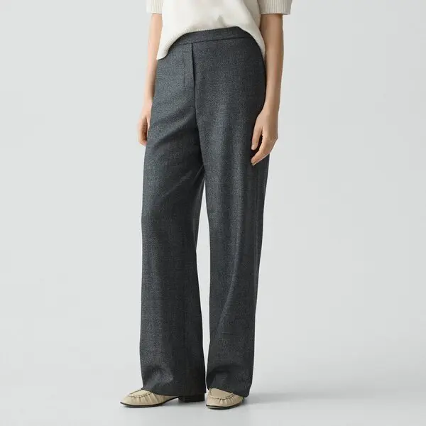 Theory Wide-leg Marled Flannel Pant