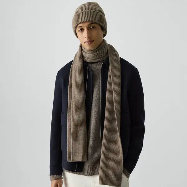 Theory Scarf In Cashmere - Dark Feather Melange