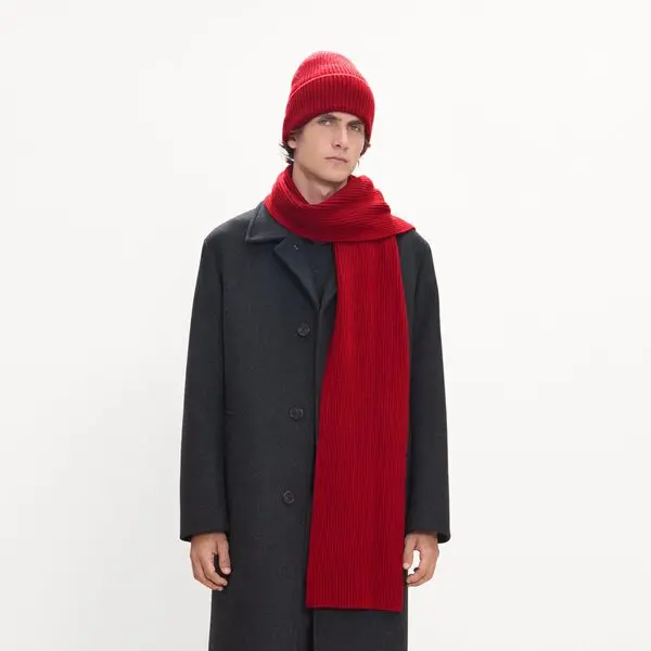 Theory Cashmere Ribbed Beanie - Garnet