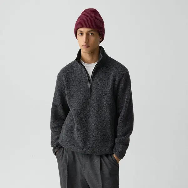 Theory Cashmere Ribbed Beanie - Port