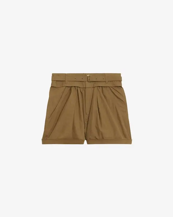 MARANT ETOILE Danica High-waisted Belted Shorts - Khaki