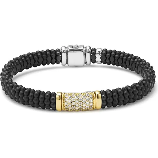 Lagos Caviar Diamond Bracelet - Black Ceramic