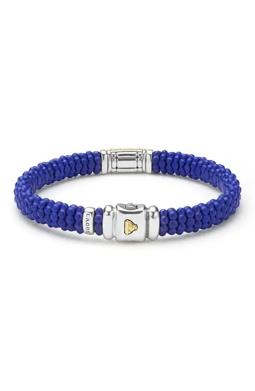 Lagos Two-tone Diamond Bracelet - Blue Ceramic