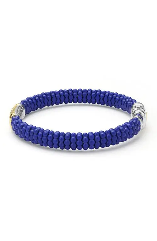 Lagos Two-tone Diamond Bracelet - Blue Ceramic