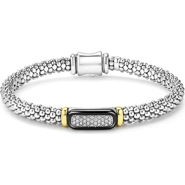 Lagos Two-tone Diamond Caviar Bracelet - Two Tone
