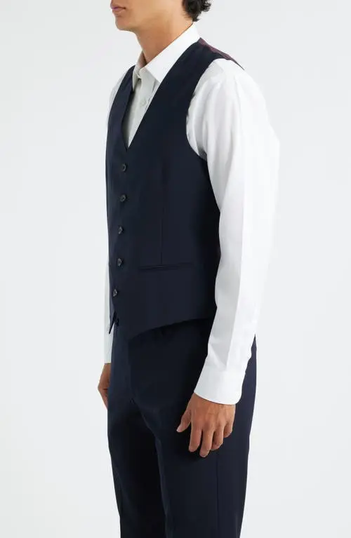 JACK VICTOR Owen Five-button Stretch Wool Vest - Navy
