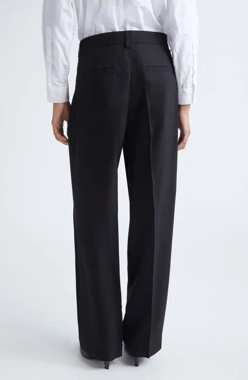 TOTEME Double Pleat Straight Leg Trousers - Black
