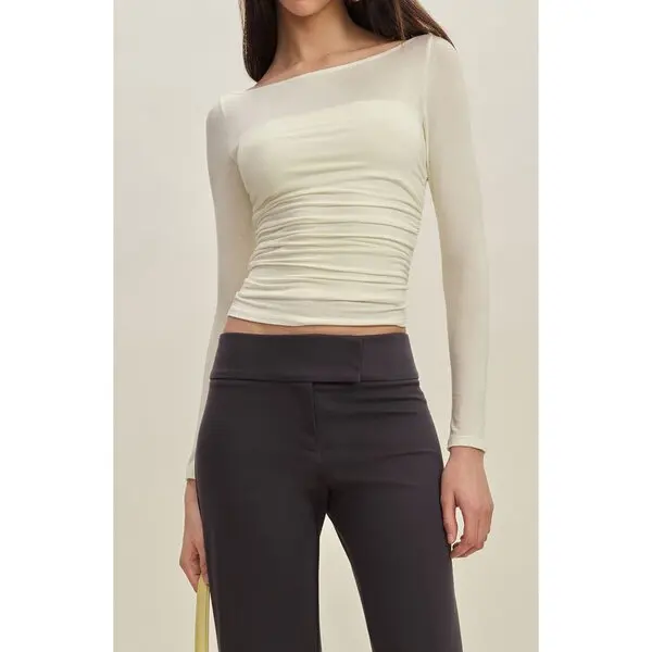 REFORMATION Julian Ruched Knit Top - Ivory