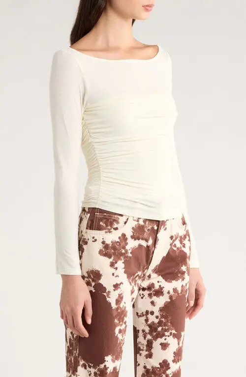 REFORMATION Julian Ruched Knit Top - Ivory