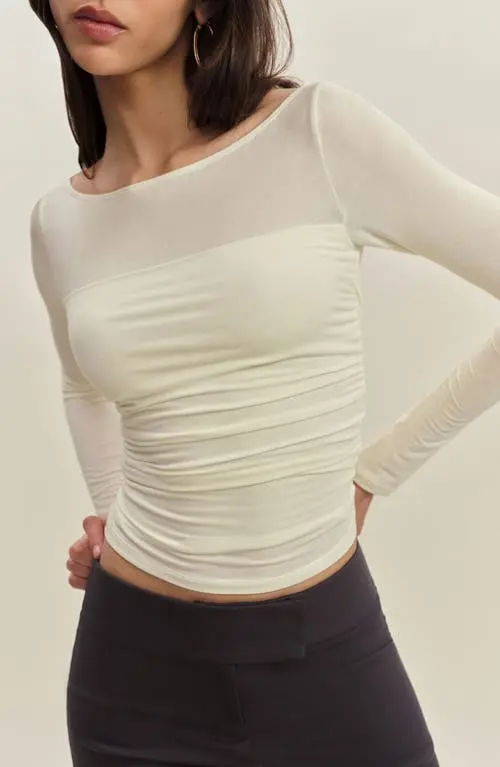 REFORMATION Julian Ruched Knit Top - Ivory
