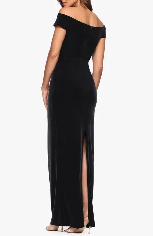 XSCAPE EVENINGS Off-the-shoulder Velvet Gown - Black